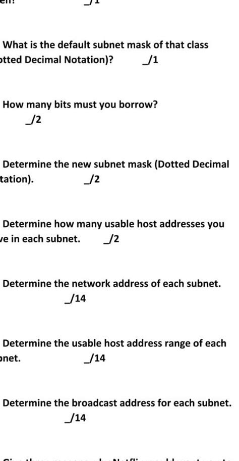 Solved What Is The Default Subnet Mask Of That Class Otted