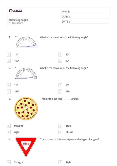 Classifying Angles Worksheets On Quizizz Free Printable