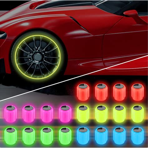 20 Tapas De Válvula De Neumático Fluorescente Tapa Luminosa De Válvula De Aire De Rueda De