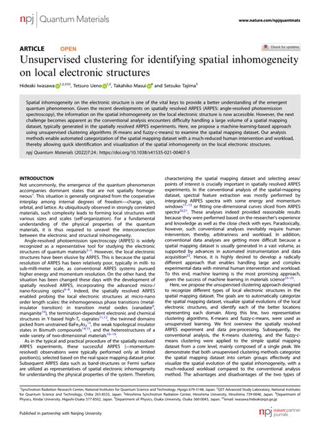 Pdf Unsupervised Clustering For Identifying Spatial Inhomogeneity On Local Electronic Structures