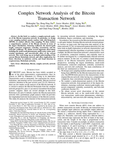 Complex Network Analysis Of The Bitcoin Transaction Network Pdf