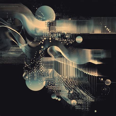 Abstract Data Visualization With Flowing Lines And Circular Shapes Stock Illustration