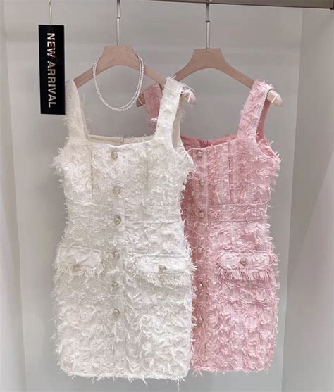 하객룩💕고퀄리티 트위드 수술 뷔스티에 진주 나시 미니원피스 민소매 트위드원피스 러블리 나시원피스 에이블리