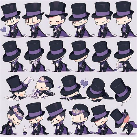 Premium Photo Colorful Male Chibi Kawaii Victorian Gothic Dark Purples Top Hat Turr Cute