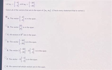 Solved Let U1 43 And U2 2020 Select All Of The Chegg Com