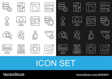 Set Line Cloud Technology Data Transfer Filter Vector Image