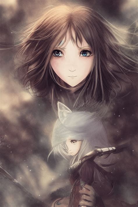 Anime Wolf Girl Warrior Drawing