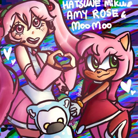 Amy Rose And Hatsune Miku Sonic The Hedgehog Amino