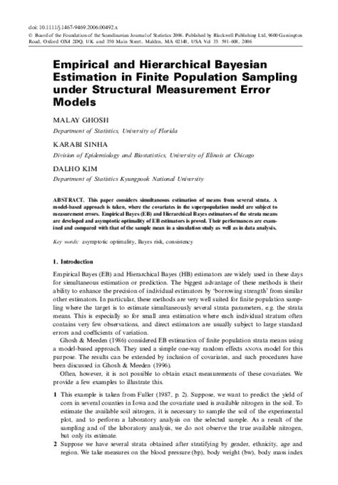 Pdf Empirical And Hierarchical Bayesian Estimation In Finite