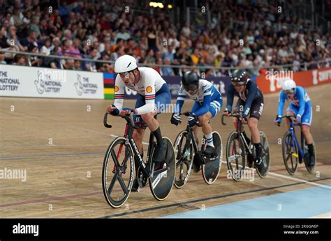 Great Britains William Perrett Competes In The Mens Elite Points Race