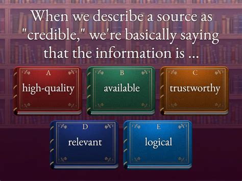 Evaluating Sources For Credibility Quiz