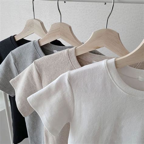 여성 흰티 세미크롭 유넥 반팔티 5부티셔츠 4color