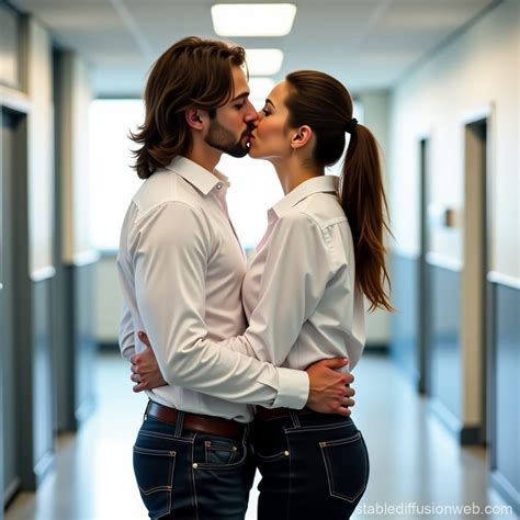 Passionate Kiss In Corridor Stable Diffusion Online