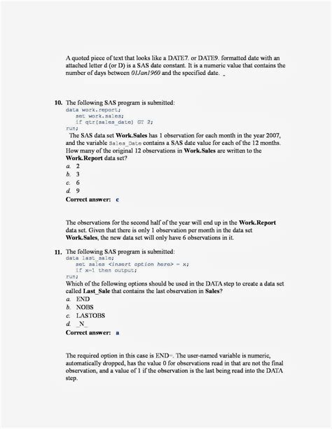 Sas Base Base Sas Certification Sample Questions
