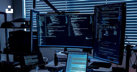 여러 대의 모니터가 있는 책상 사진 Unsplash의 무료 해커 이미지