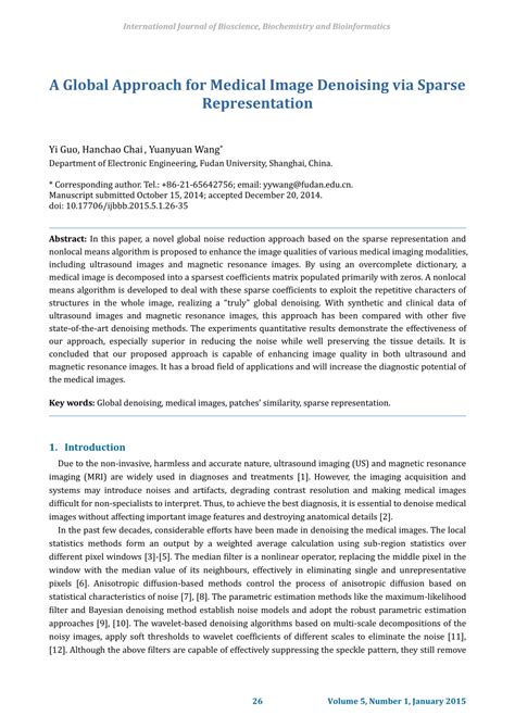 Pdf A Global Approach For Medical Image Denoising Via Sparse