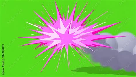 Dynamic Pink Pixelated Explosion Effect With Gray Cloud Isolated On