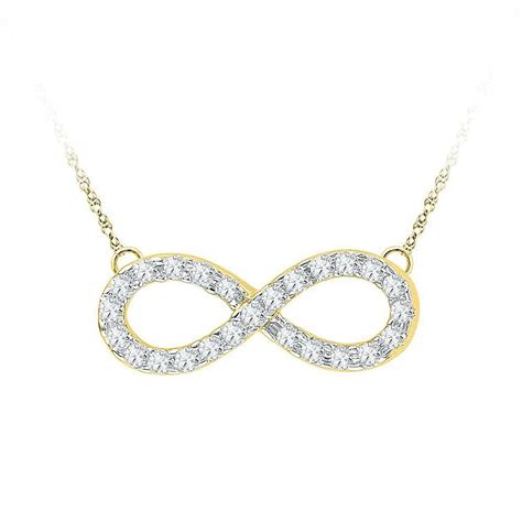 10kt Yellow Gold Womens Round Diamond Infinity Pendant Necklace 1 5
