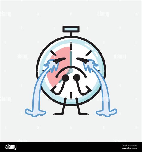 An Illustration Of Cute Timer Clock Mascot Vector Character In Flat