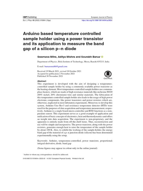 Arduino Based Temperature Controlled Sample Holder Using A Power