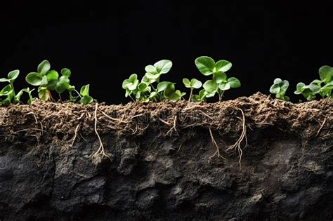 Growing Plants Showing Root Structure In Soil Cross Section Stock Photo Image Of Soil Plant