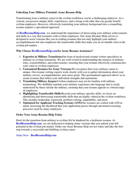 Army Resume Help Pdf Résumé Employment