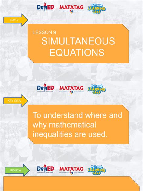 Nlc Grade 8 Math Enhancement Lesson 9 Simultaneous Equations Pdf Equations Mathematics