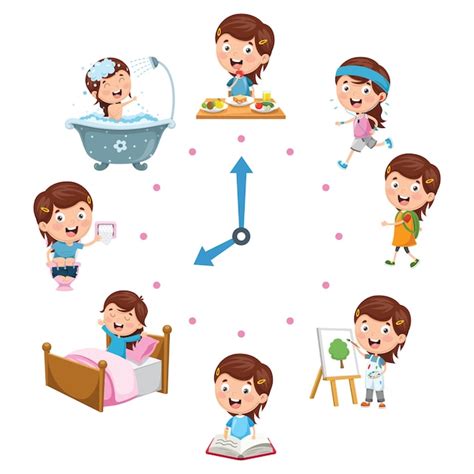 아이 일상 활동의 벡터 일러스트 레이 션 프리미엄 벡터
