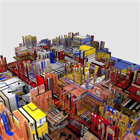 Mondrian City Blender 3d Python Rgenerative