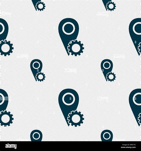 Map Pointer Setting Icon Sign Seamless Pattern With Geometric Texture Vector Illustration