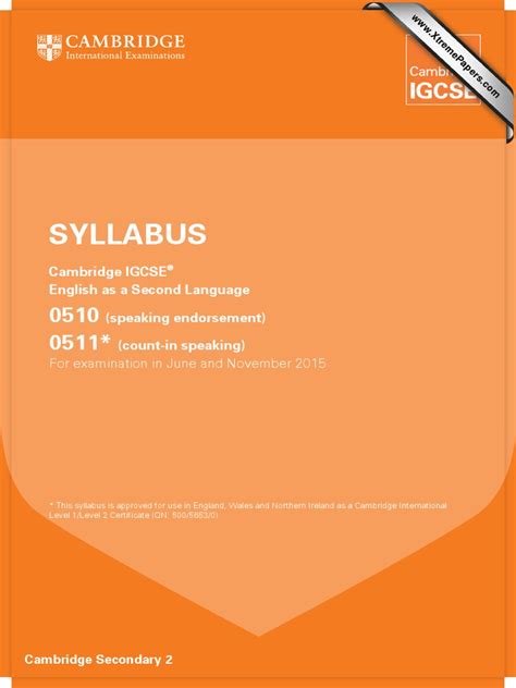 Syllabus Cambridge Igcse English As A Second Language Speaking Endorsement Count In Speaking