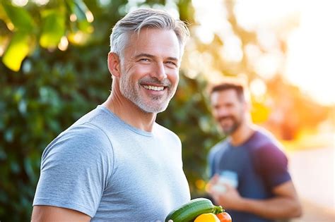 Photography Of Lovely Happy Healthy Lifestyle Men Premium Ai