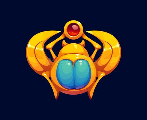 Ancient Egypt Game Asset Egyptian Golden Scarab Stock Illustration