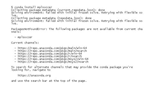 Anaconda Installing Mplsoccer Into Conda Issue Stack Overflow
