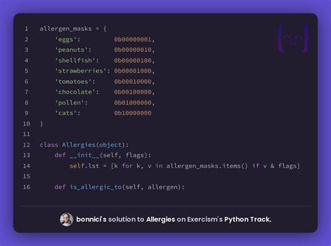 Bonnicis Solution For Allergies In Python On Exercism