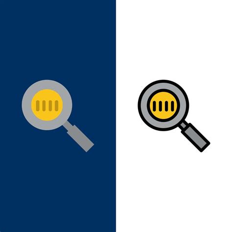 Code Code Search Magnifier Magnifying Icons Flat And Line Filled Icon Set Vector Blue Background