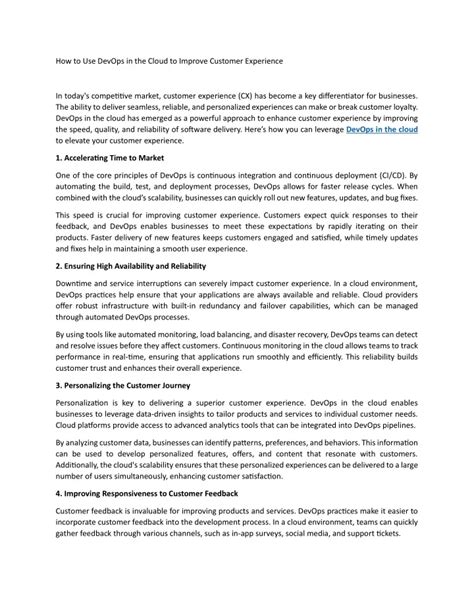 Ppt How To Use Devops In The Cloud To Improve Customer Experience Powerpoint Presentation Id