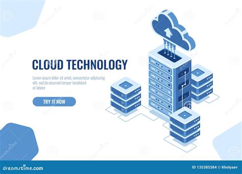 server room datacenter isometric icon on white background cloud technology computing data