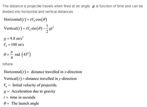 Solved Using Matlab The Distance A Projectile Travels When Fired At An 1 Answer