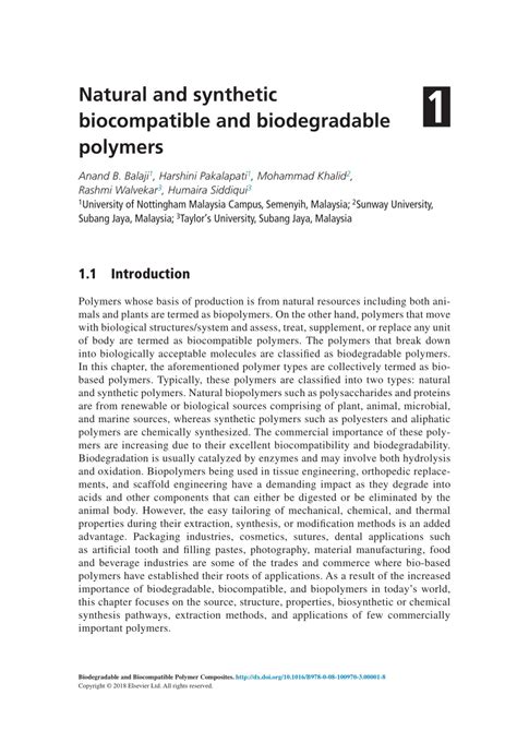 Pdf Natural And Synthetic Biocompatible And Biodegradable Polymers