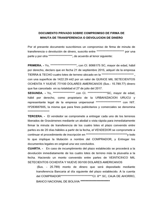 Documento Privado De Compromiso De Minuta Pdf