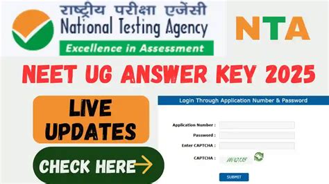 Neet Ug Answer Key 2025 Release Date Updates