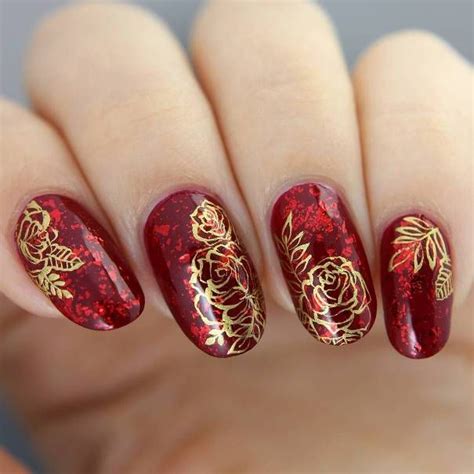 50 Luminous Red And Gold Nail Designs ️💅💛 Be Modish Red And Gold