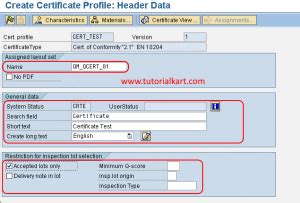 SAP QM How To Create Certificate Profile In SAP