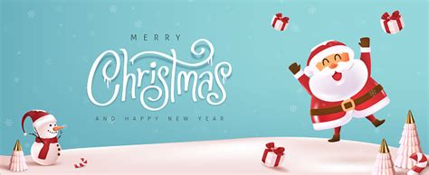 메리 크리스마스와 새해 복 많이 받으세요 인사말 카드 귀여운 재미 산타 클로스와 귀여운 눈사람 겨울 크리스마스 풍경 눈이 떨어지는 서 서 있습니다 3차원 형태에 대한 스톡