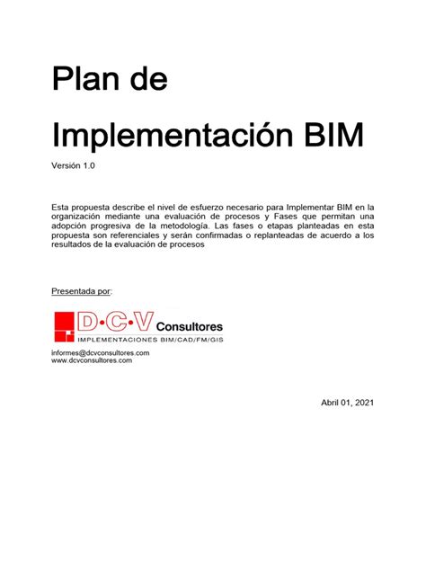 Plan De Implementacion Coordinacion Bim Pdf