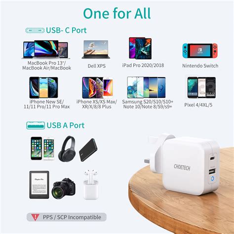 Choetech W Port Pd Charger Gan Tech Usb C Foldable Fast Charging Adapter Red Apple