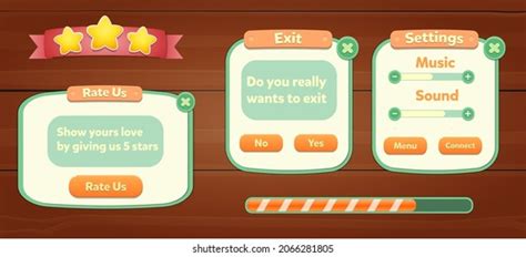 casual game ui menu popups buttons stock vector royalty free