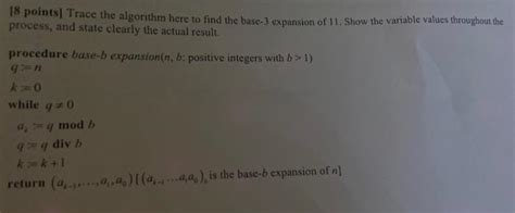 Solved 8 Points Trace The Algorithm Here To Find The