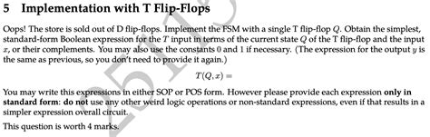 Solved Implementation With T Flip Flops Oops The Store Is Chegg